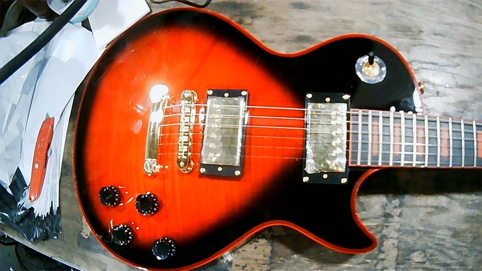 Custom Red Burst LP Electric Guitar Flamed Maple Top Mahogany Body Gold ...