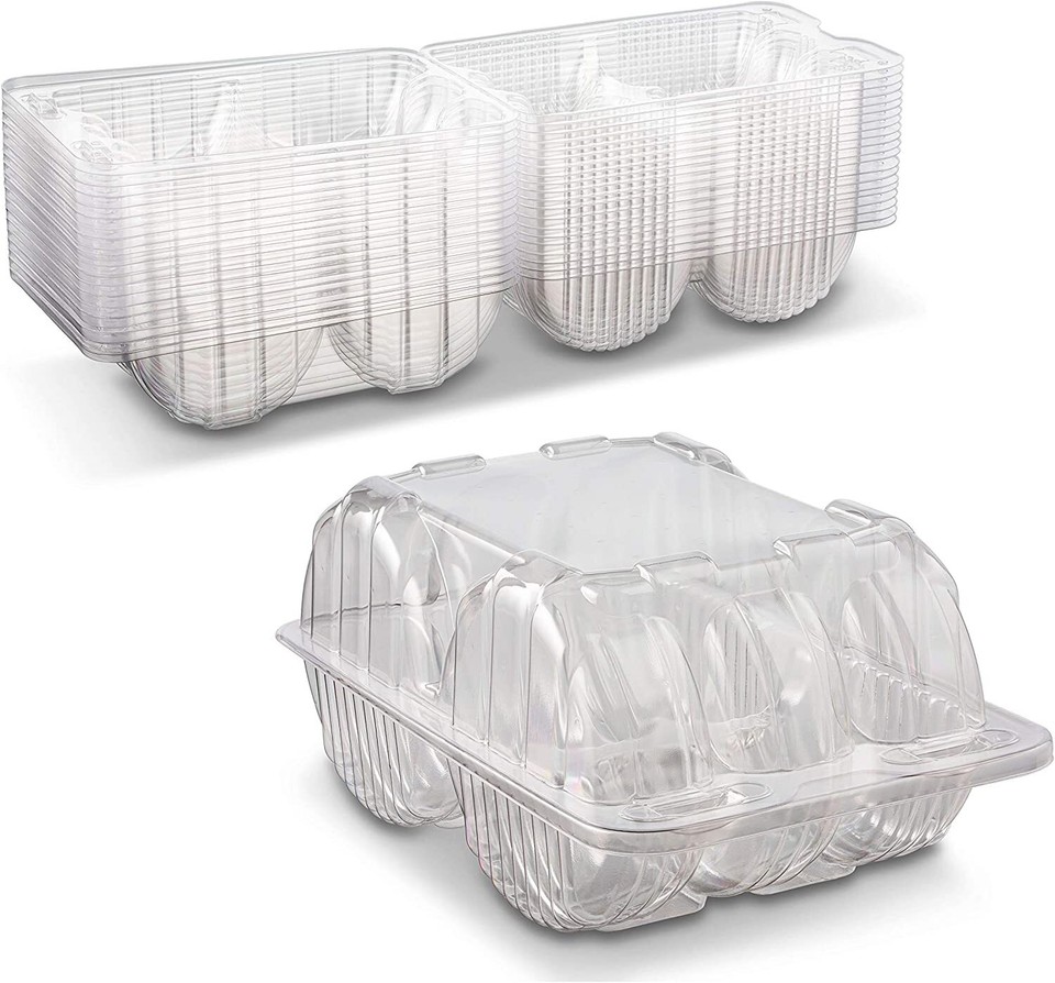 MT Products Clear Plastic Cookie Container with Hinged Lid - Pack of 20 ...