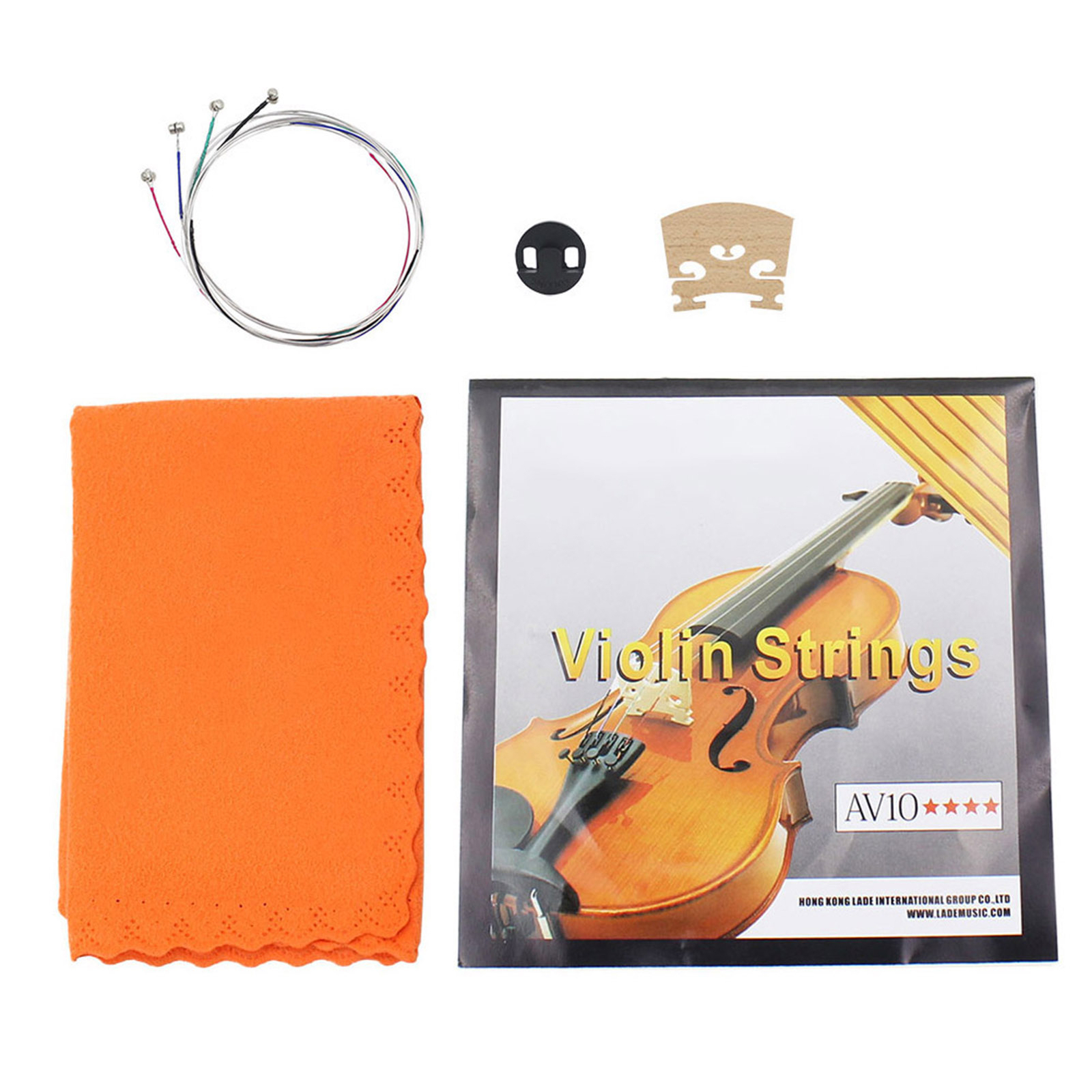 4 In 1 Violin Strings Rubber Mute Maple Wood Bridge Cleaning Cloth ...