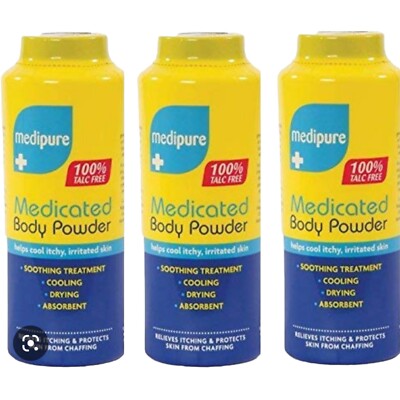 3 x 200g Medipure Medicated Body Powder 100% Talc Free Helps Irritated ...