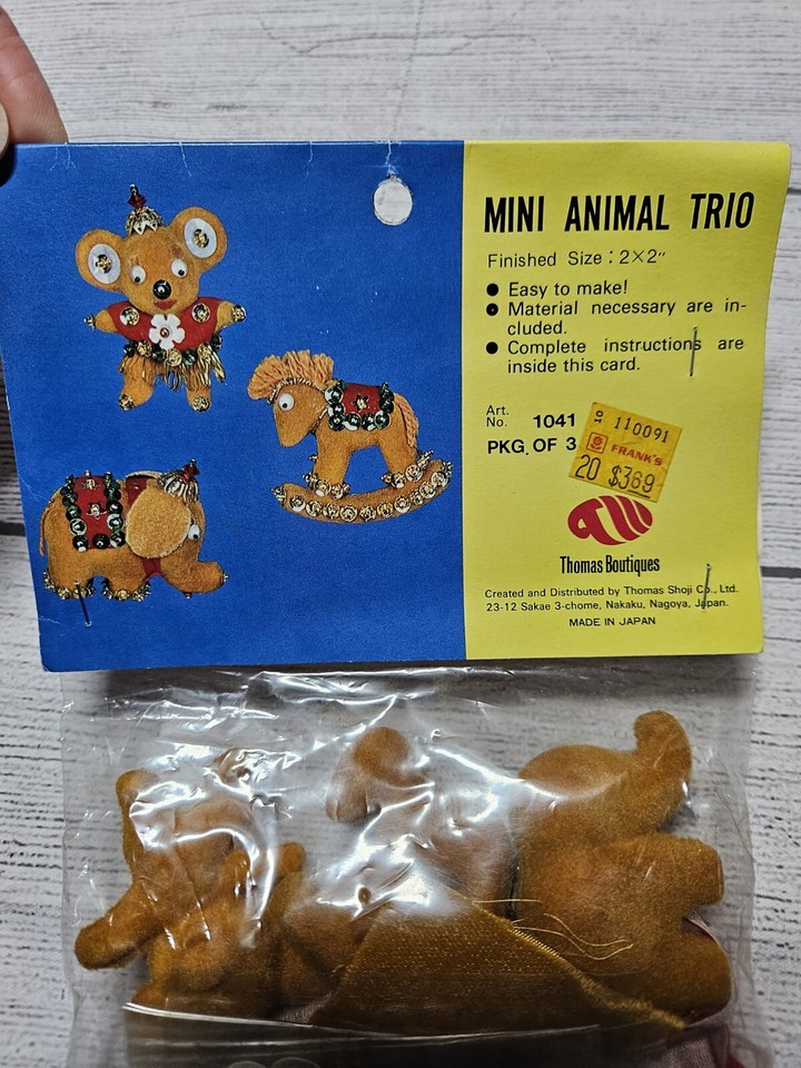 Vtg Thomas Boutique MINI ANIMAL TRIO Sequin Bead xmas Ornament Craft ...