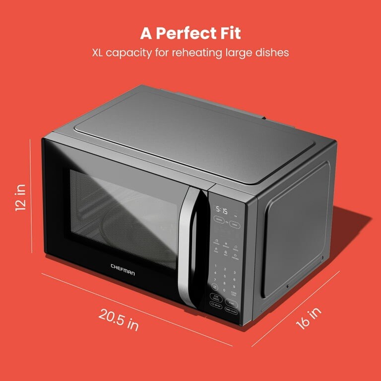 Chefman MicroCrisp Microwave + Crisper, 1.1 Cu ft, 1800W Max, Black ...