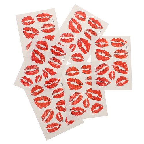 Set of 2 Biting Lip Temporary Tattoo Sticker Kiss Halloween Accessories ...