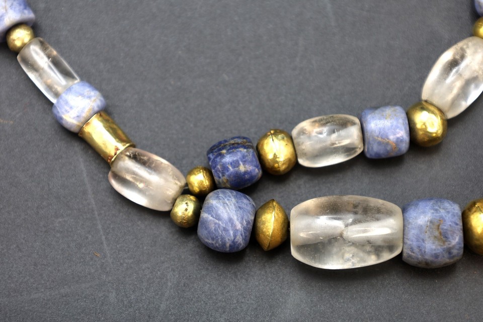 Ancient 14th C AD Precolumbian Inca Gemstone Beads Necklace With Gold ...