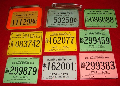 20 Vintage 1966-82 NY State Hunting License Tags - Big Game & General ...