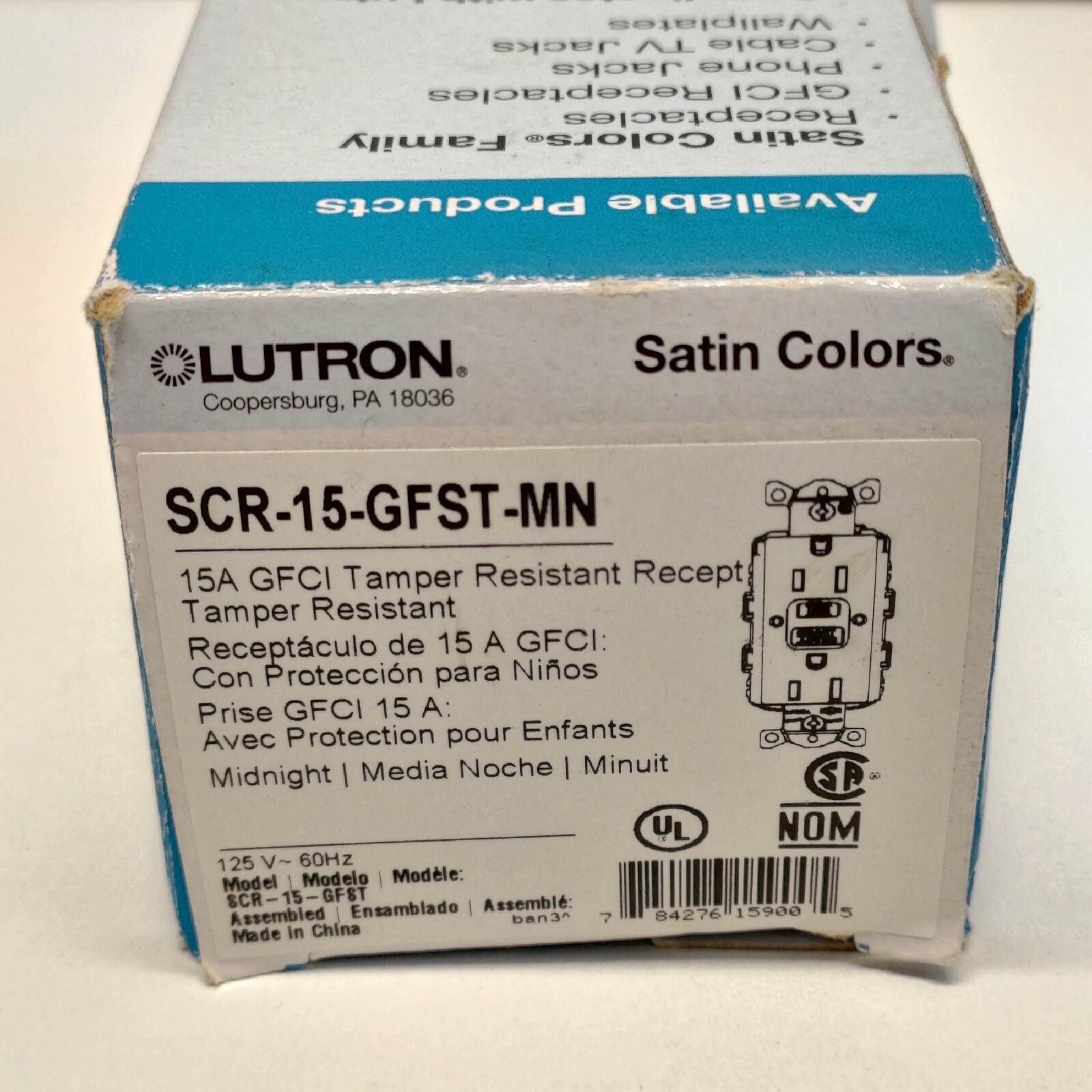 Lutron SCR-15-GFST-MN Claro Satin Colors 15-Amp Self-Testing Receptacle ...