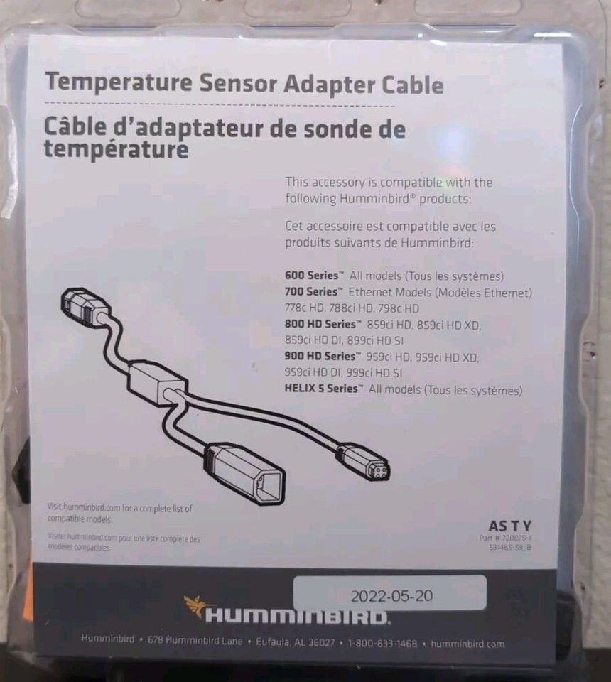 Humminbird As T Y Temp Sensor Adapter, 700Hd Series 720075-1 | eBay