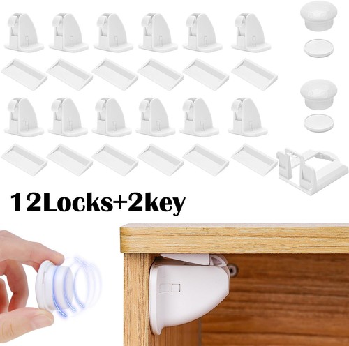 Magnetic Cabinet Locks Invisible Baby Safety Drawer Kid Cupboard locker ...