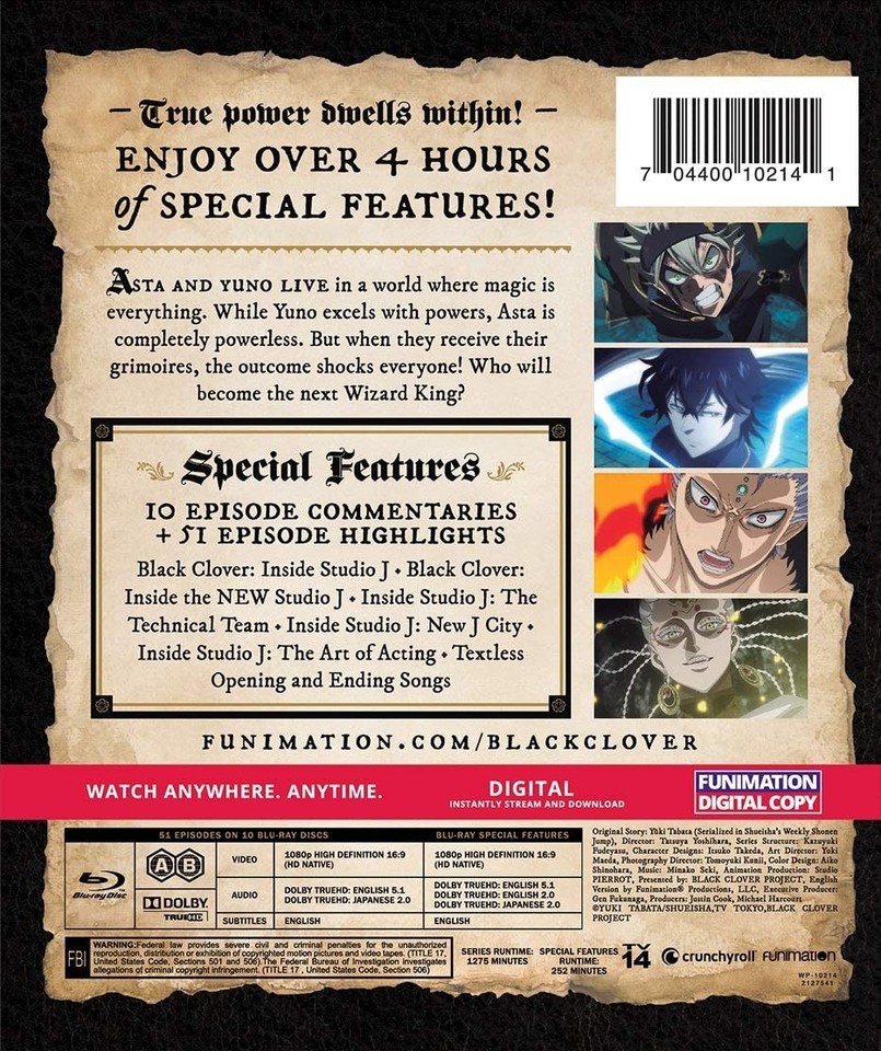 Black Clover: Season 1 (Blu-ray) Dallas Reid Jill Harris Micah Solusod ...