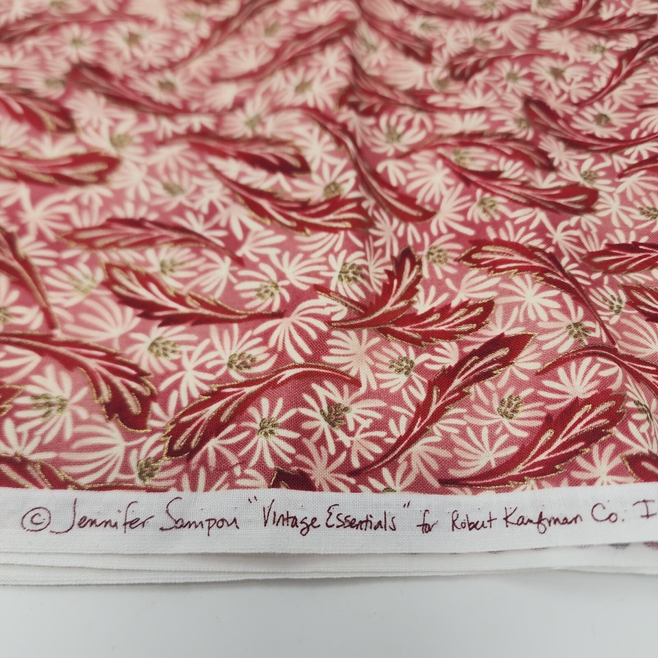 Jennifer Sampou Fabric 'Vintage Essentials' Kaufman Red Fern Metallic ...