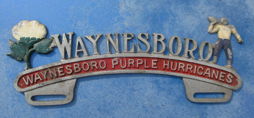 1950s WAYNESBORO GA PURPLE HURRICANES CAST ALUMINUM TOPPER License ...