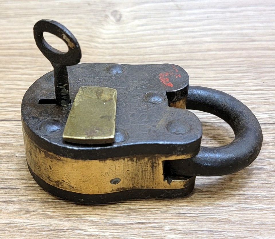 Vintage Original Antique Old Brass Collectible Retro Pad Lock in ...