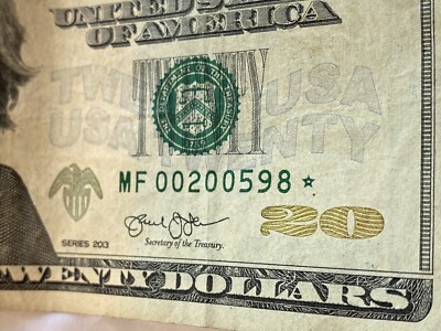 Rare $20 Dollar Star Note Bill low serial Numbers More Rare First Run ...