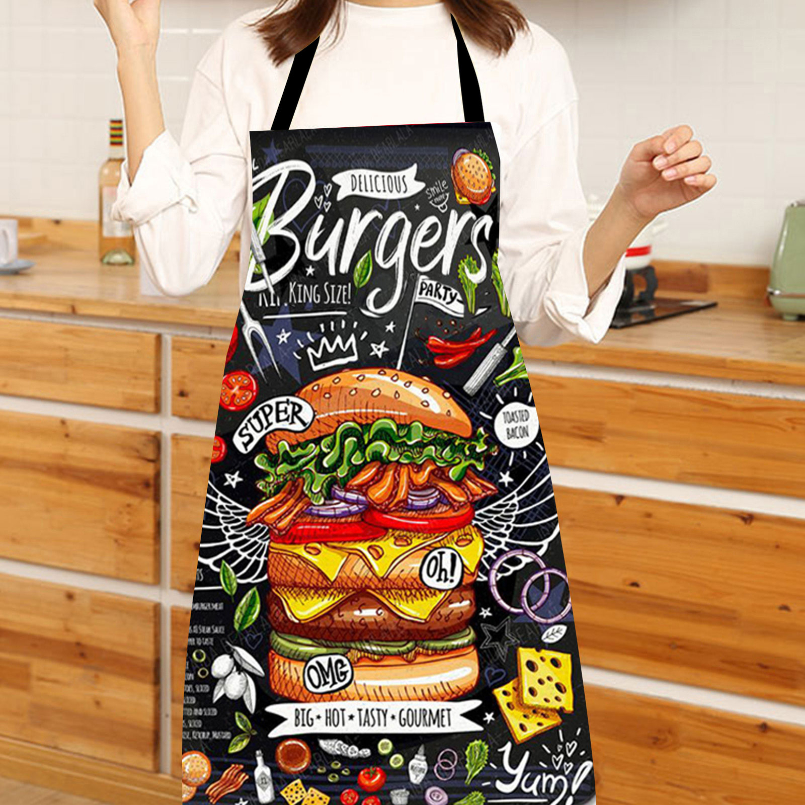 Chef Apron Clear Real Image Oilproof Fun Pattern Women Apron Anti ...