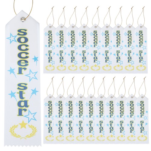 20 Pcs Award Ribbons, 8x2" Soccer Star Participation Ribbons White ...