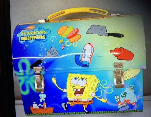 SpongeBob Tin Dome Lunch Box 2001 Viacom - RARE squared base version ...