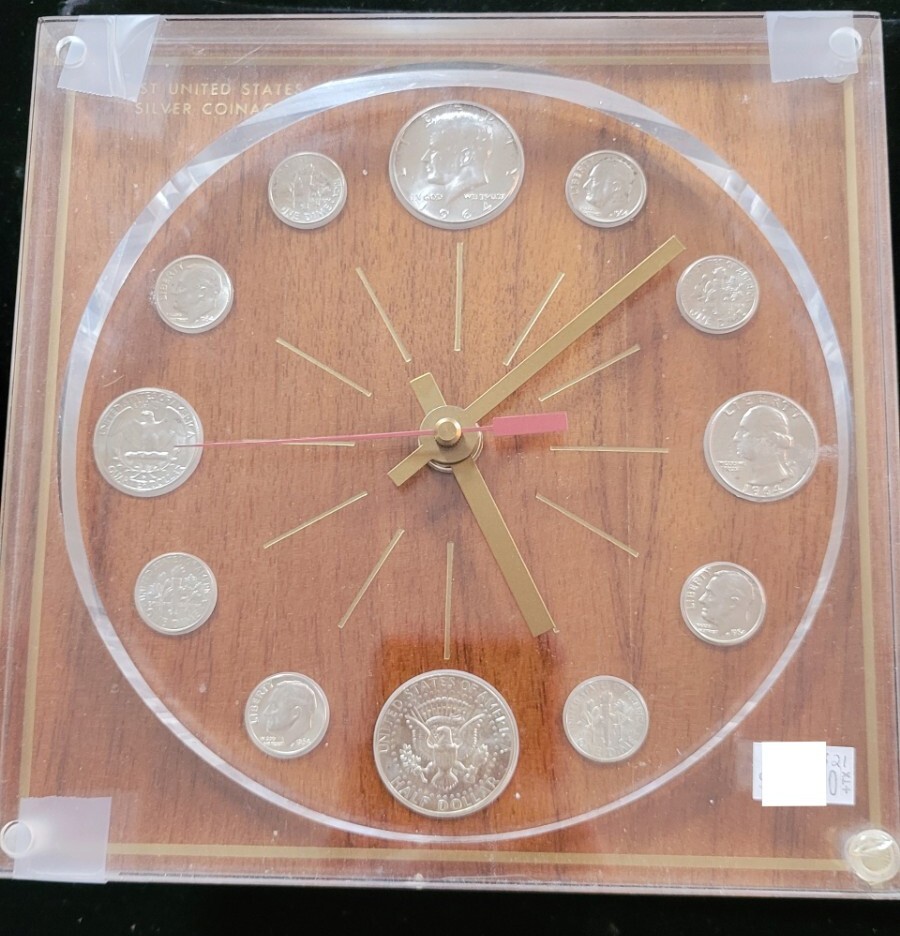 Last US Silver Coinage Coins Mantle Clock Numismatic Marion-Kay Used ...