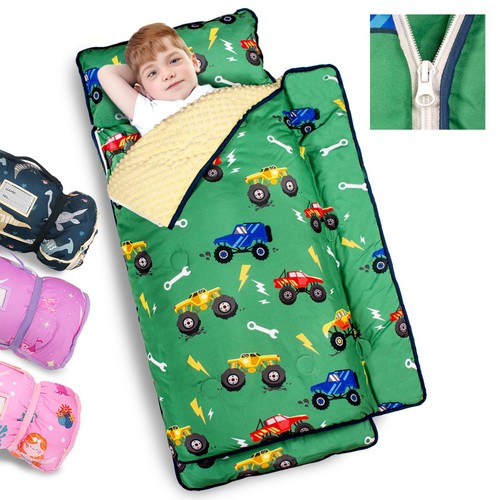 Toddler Nap Mat Extra Large Thickened 55''x35'', Soft Sleeping Bag with ...