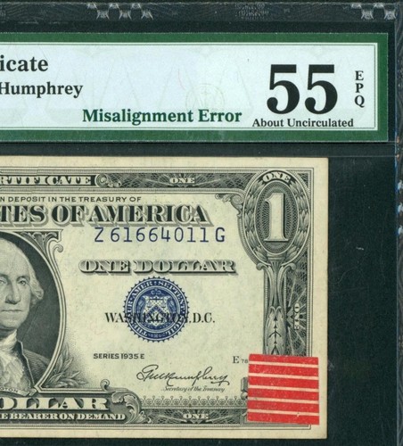 ((ERROR - MISALIGNED)) $1 1935 Silver Certificate Note CURRENCY (PMG ...