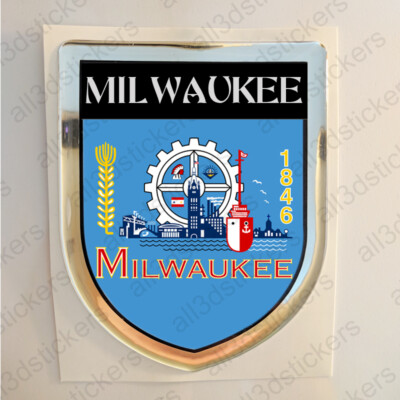 Milwaukee USA Sticker Seal Resin Domed Flag United States 3D Stickers ...