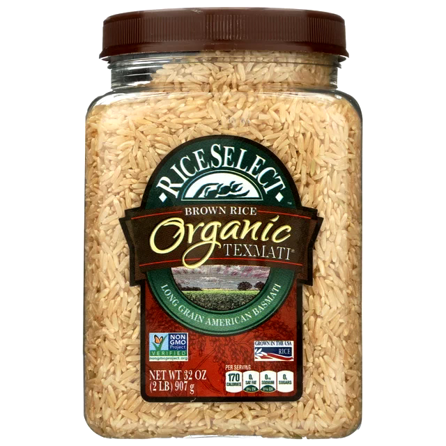 Rice Select Organic Texmati Brown Rice In Jar 32-Ounce Case of 4/8 ...