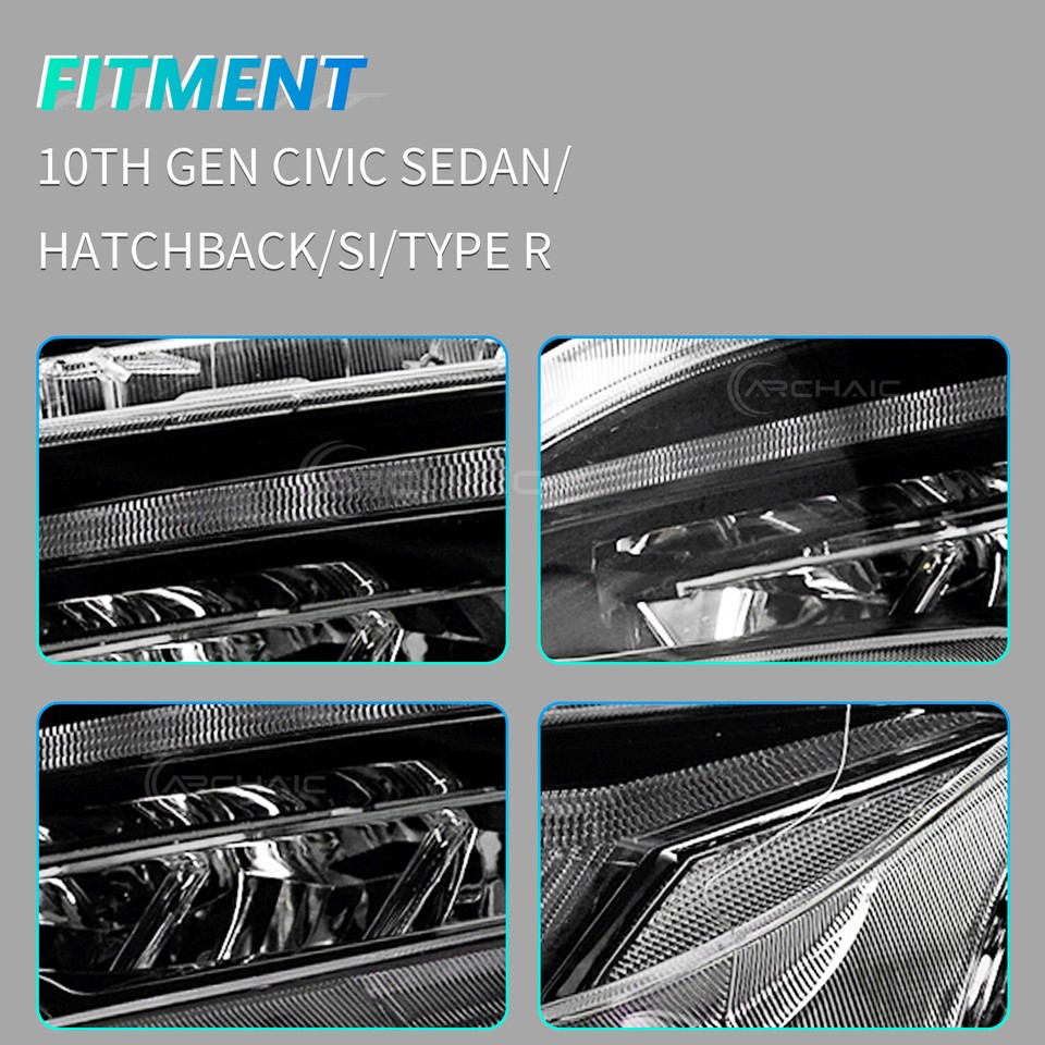 RGB Headlights for 2016-2021 10th Gen Honda Civic Sedan,Coupe,Hatchback ...