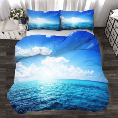Great Blue And Beautiful Sea 3D Quilt Duvet Doona Cover Set Pillow case ...
