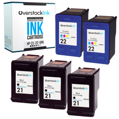 5PK Compatible OSI HP Ink 21 22 Cartridges for HP PSC 1400 1401 1402 ...