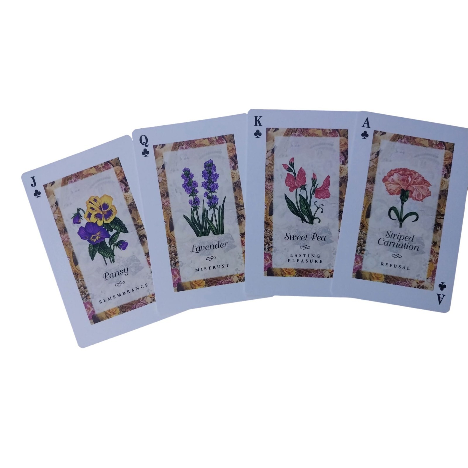4 Flower Playing Cards Tulip Violet Foxglove Hawthorn Collage Scrapbook ...