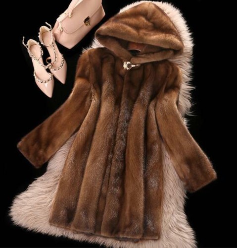 S-6XL Women Faux Mink Fur Jacket Outwear Overcoat Parka Thicken Warm ...