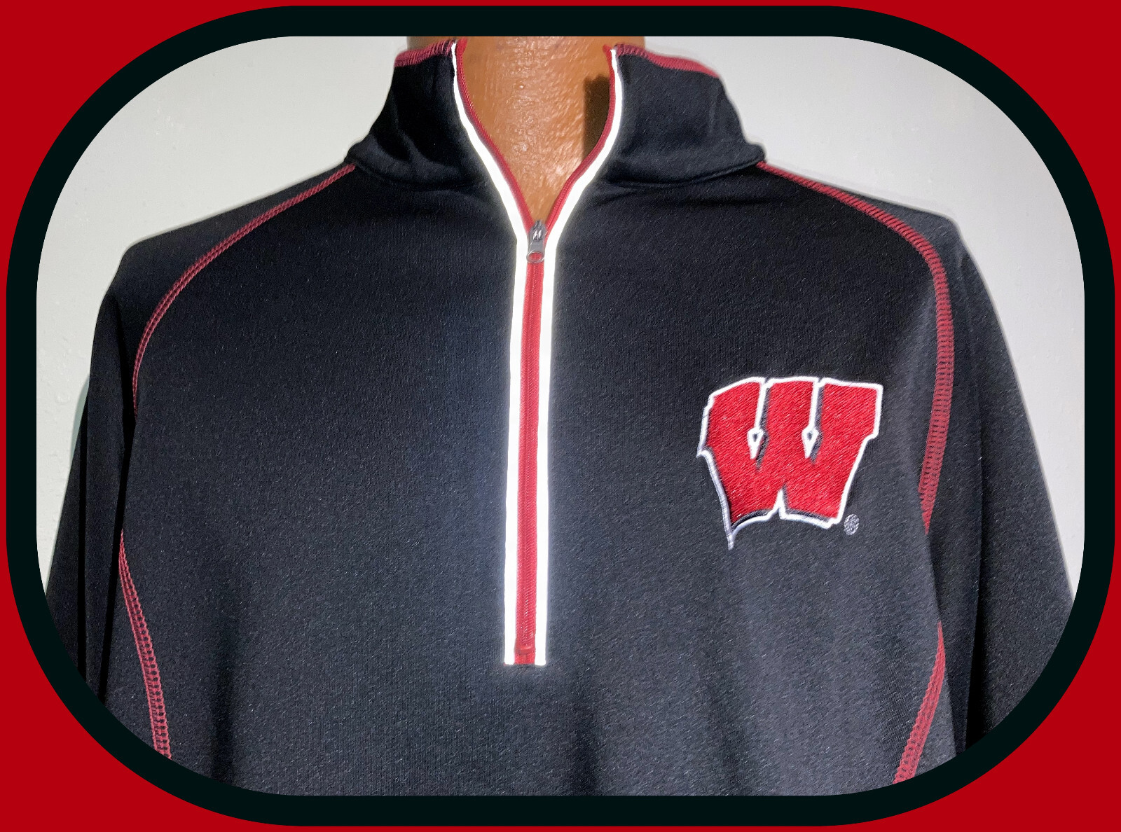 WISCONSIN BADGERS CAMPUS SPECIALTIES 1/4 ZIP PULLOVER SHIRT ADULT LARGE ...