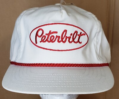 Vintage Peterbilt Hat White Trucker Cap Semi Truck Rope Nylon ...