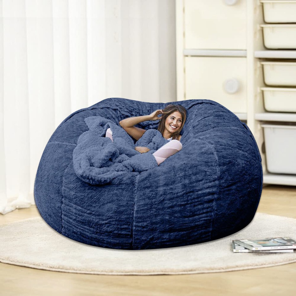 Giant Bean Bag Chair Cover Soft Fluffy Bean Bag Lazy Sofa Bed Cover ...
