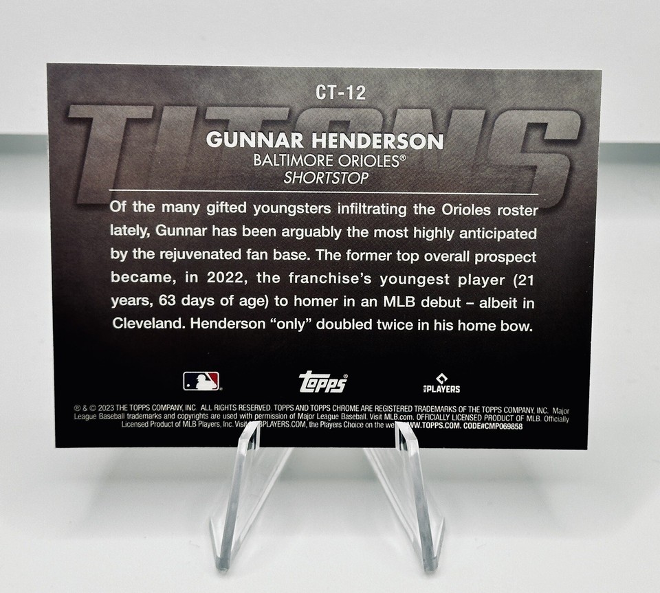 2023 Topps Chrome Update Gunner Henderson Titans Insert #CT-12 ROY | eBay