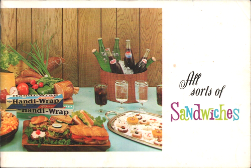 1967 ALL SORTS OF SANDWICHES vintage cookbook PEPSI, FRITO-LAY, DOW ...