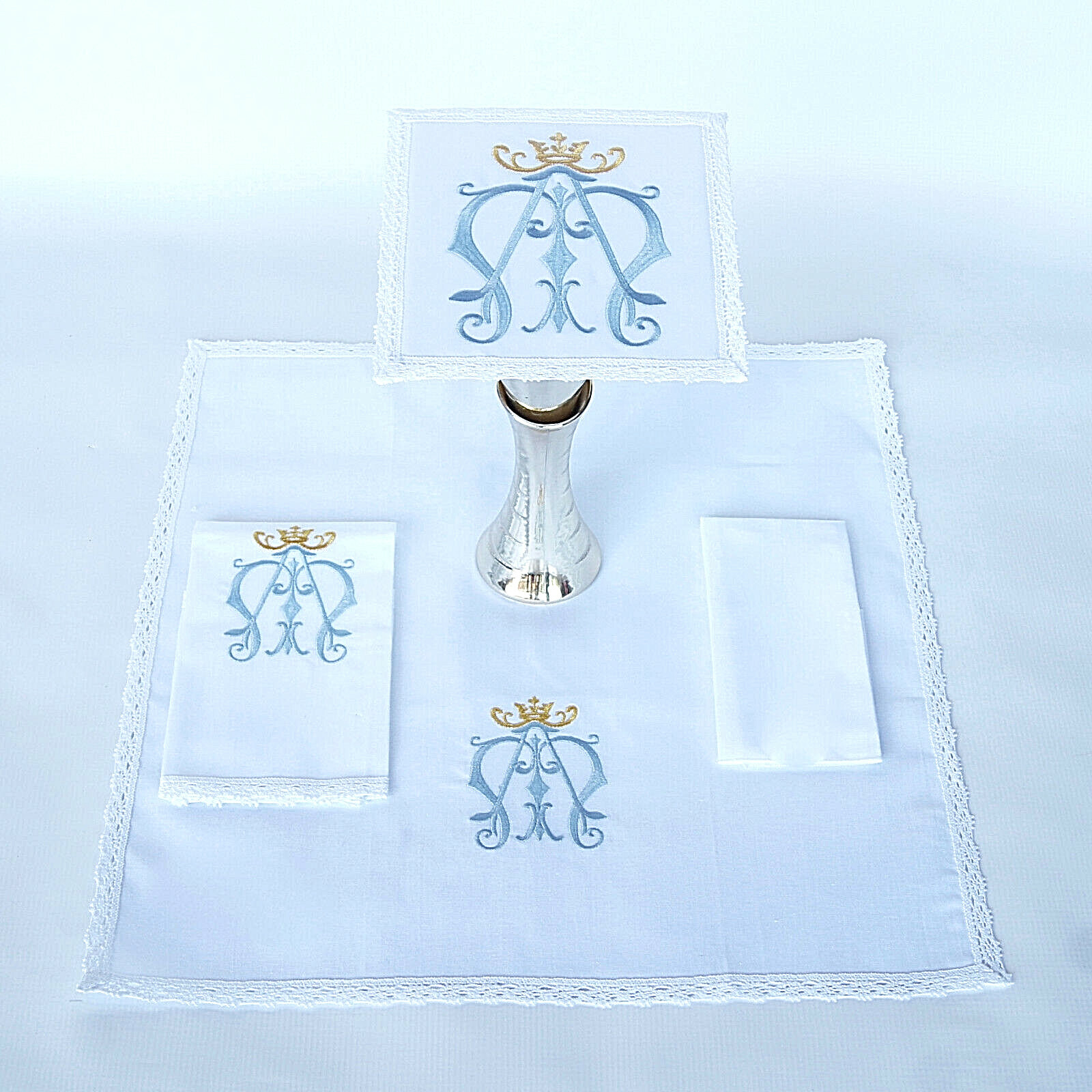Marian Altar Linen Full Set Pall Corporal Purificator Lavabo 100% ...