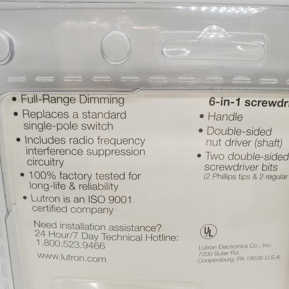 LUTRON Diva Duo Dimmer Switch 600W White DVW-600PH w/Free 6-in-1 ...