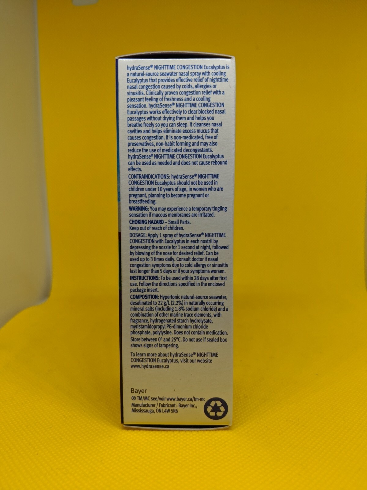 Hydrasense Nighttime Congestion Eucalyptus Hypertonic Fine Mist Nasal ...