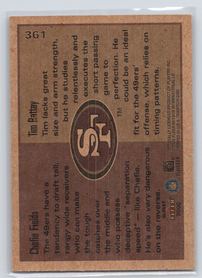 2000 Fleer Tradition Glossy #361 Tim Rattay / Chafie Fields RC Rookie ...