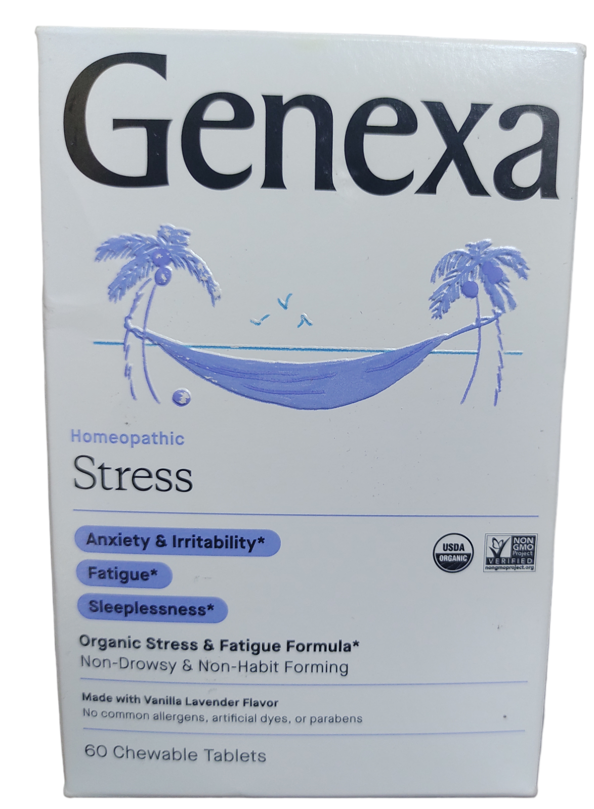 Genexa Stress Relief 60 Chewable Tablets Homeopathic Organic Vanilla ...