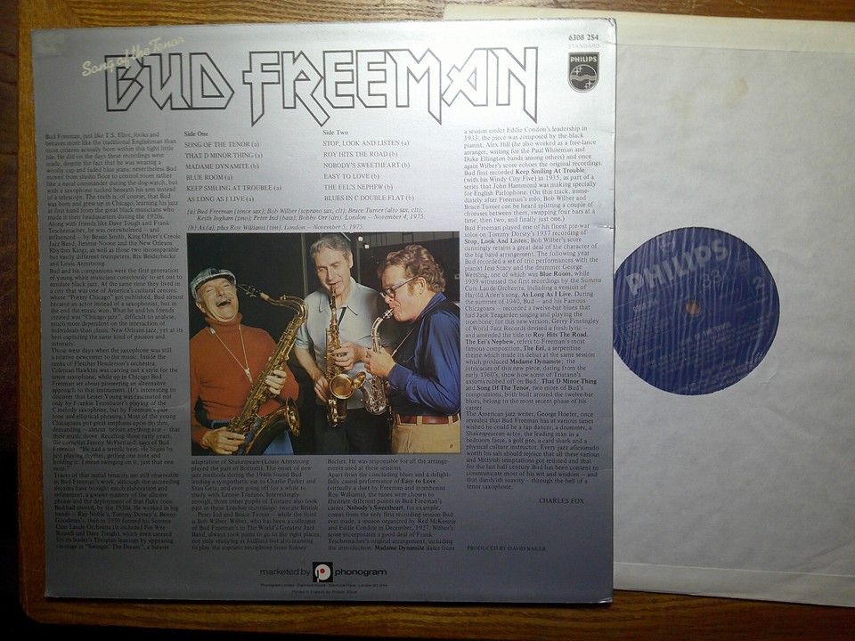 UK PHILIPS LP RECORD/BUD FREEMAN/SONG OF THE TENOR/ 1976 EX+ JAZZ | eBay