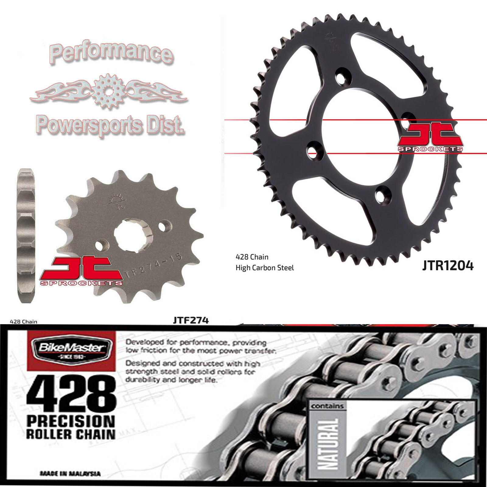 BIKE MASTER HD CHAIN & AND JT SPROCKETS 14/50 KIT SET HONDA XR100R 1985 ...
