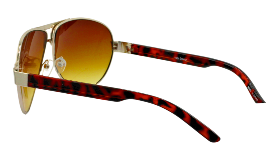 SUNGLASSES Aviator Stylish Metal Frame Tortoise Shell Arms Gradient ...
