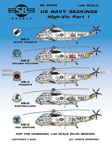 SBD48006 1:48 SB Decals US Navy SH-3 Sea Kings in Hi-Vis Part 1 | eBay