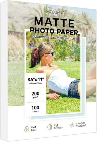 100 Sheets Matte Photo Paper 8.5X11, 200GSM/54LB Inkjet Printer Paper ...