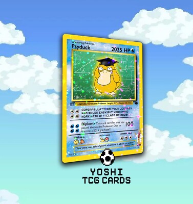 Pokemon Graduation psyduck Custom Card Holo Card ACG DIY Craft Card | eBay