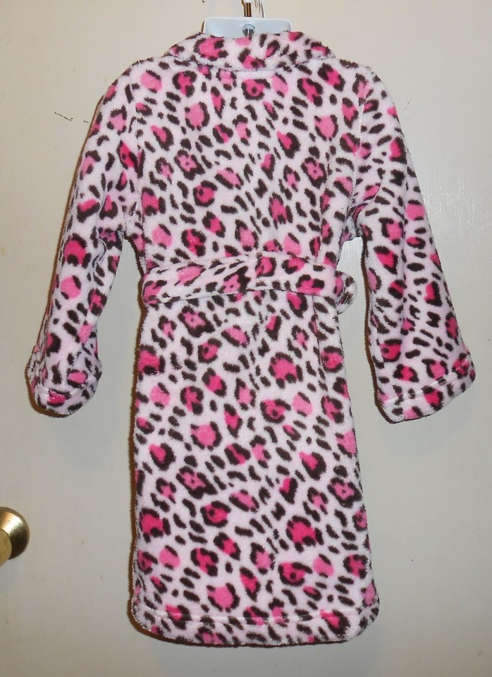 The Children's Place Girls Fleece Wrap Cheetah Print Robe Pink XXS/2-3 ...