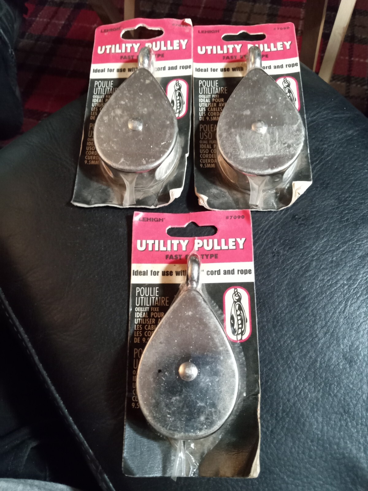 3-LEHIGH Utility Pulleys Fast Eye Type #7090 - Ideal With 3/8” Cord or ...