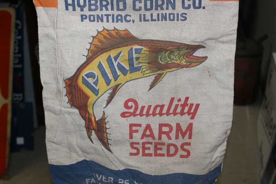 Rare Vintage Pike Hybrid Seed Corn Pontiac Illinois Cloth Sack Bag Farm ...