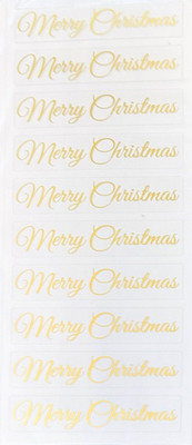 4 sheets Merry Christmas Gold Foil Clear Stickers Envelope Seals ...